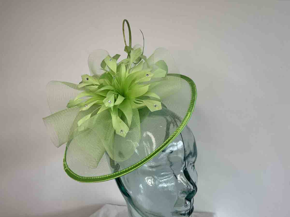 Crin fascinator with feathered flower in mint - Love Fascinators