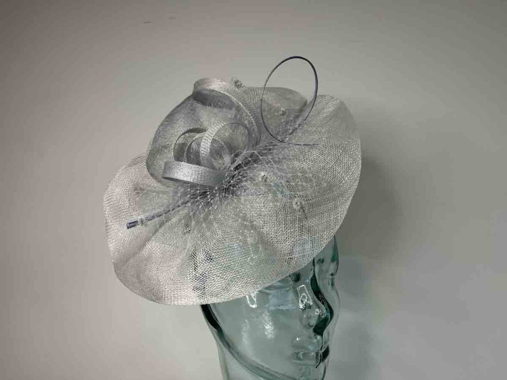Sinamay fascinator with netting in bermuda - Love Fascinators