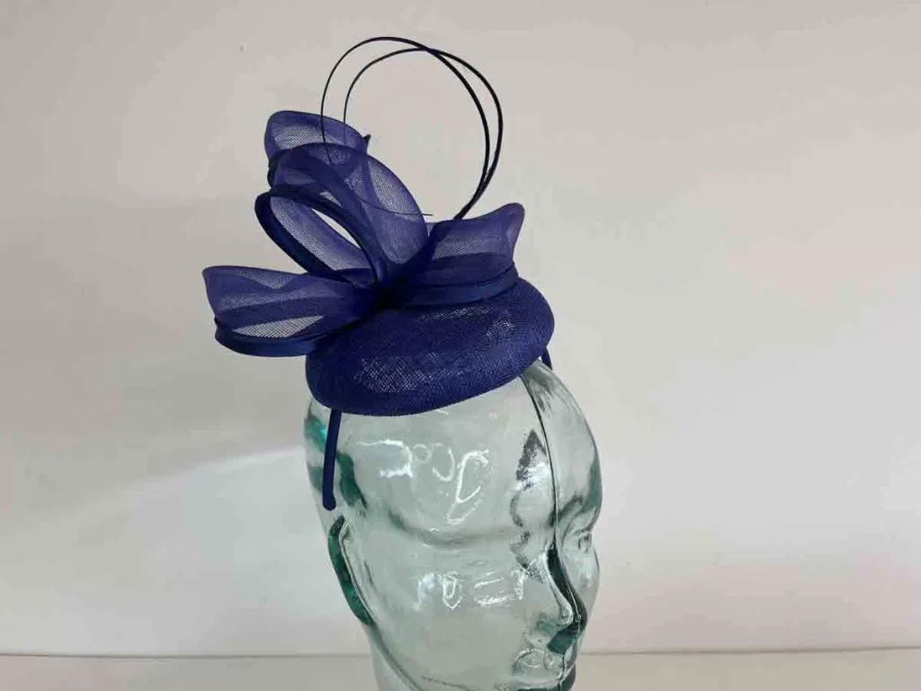 Pillbox fascinator with double quill in marine - Love Fascinators