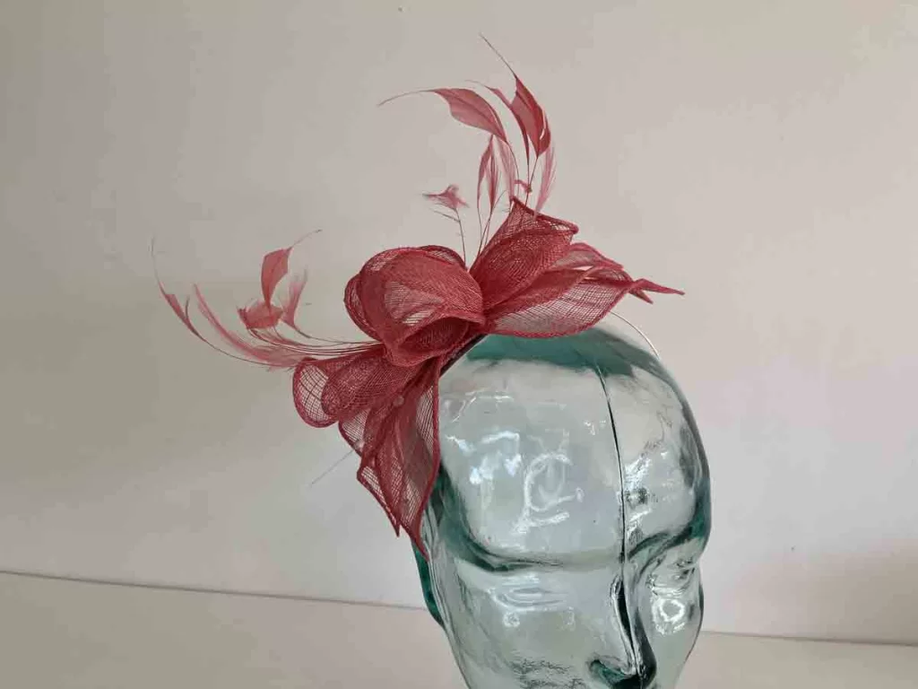 Sinamay looped fascinator in coral - Love Fascinators